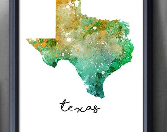 Texas watercolor | Etsy