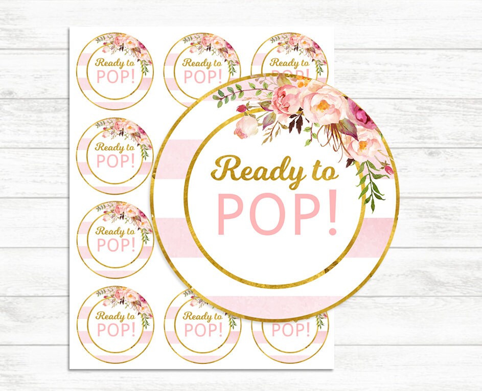 Printable Ready to pop stickers Pink and Gold Ready to pop