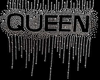 Queen Rhinestone Appliqué Queen Iron on Transfer