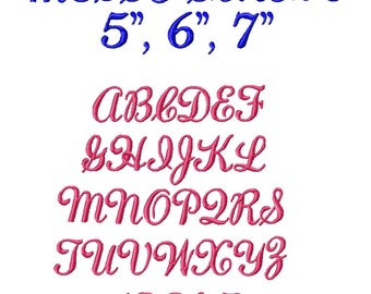 JUMBO Fancy Script Machine Embroidery Font Sizes