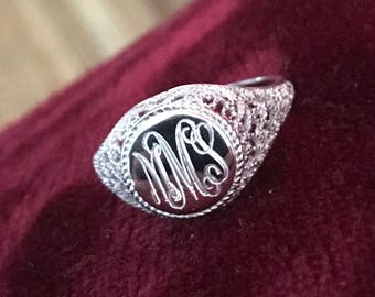 Monogram ring | Etsy