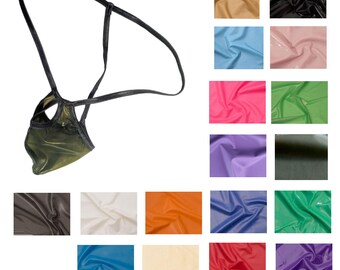 Womens LATEX RUBBER Micro Thong BIKINI side ties Tan Beach