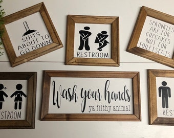 Funny bathroom decor | Etsy