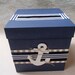 Nautical Card Box Navy Blue with Anchor Your Choice of