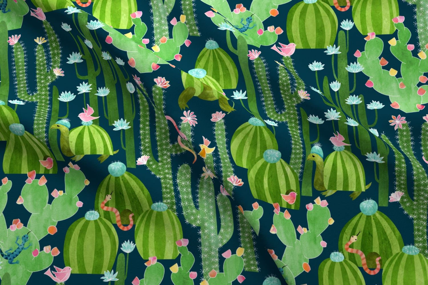 Watercolor Cactus Fabric The Cactus Garden Of Earthly