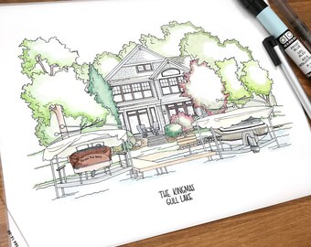 Custom house drawing | Etsy