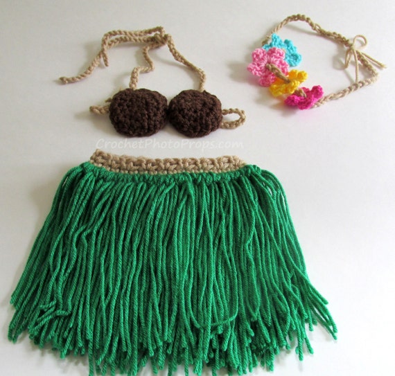 Hula dance grass skirt & coconut bra photo prop or Luau outfit