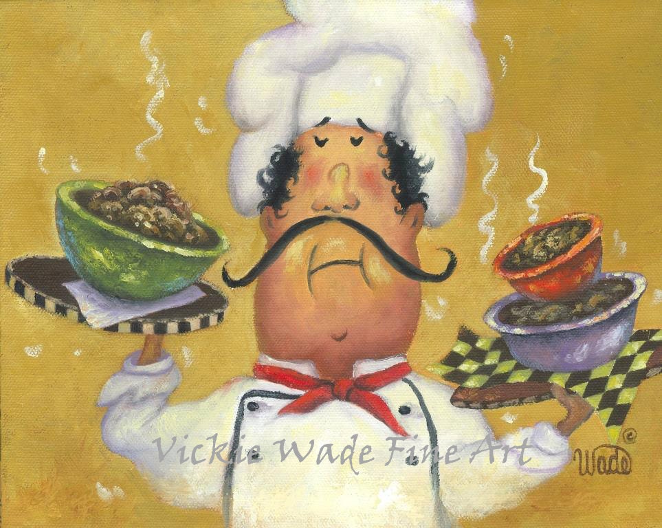 Fat Chefs Art Print chef wall art funny three bowl chef art
