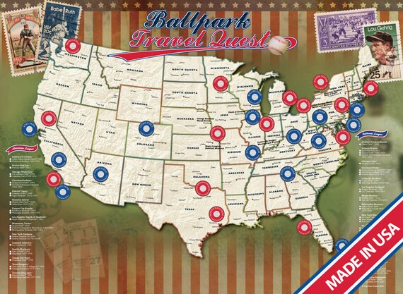 Ballparks Travel Quest Poster Ballpark Map Ballpark Ballparks Travel Quest Poster Ballpark Map Ballpark