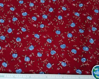 Red calico fabric | Etsy