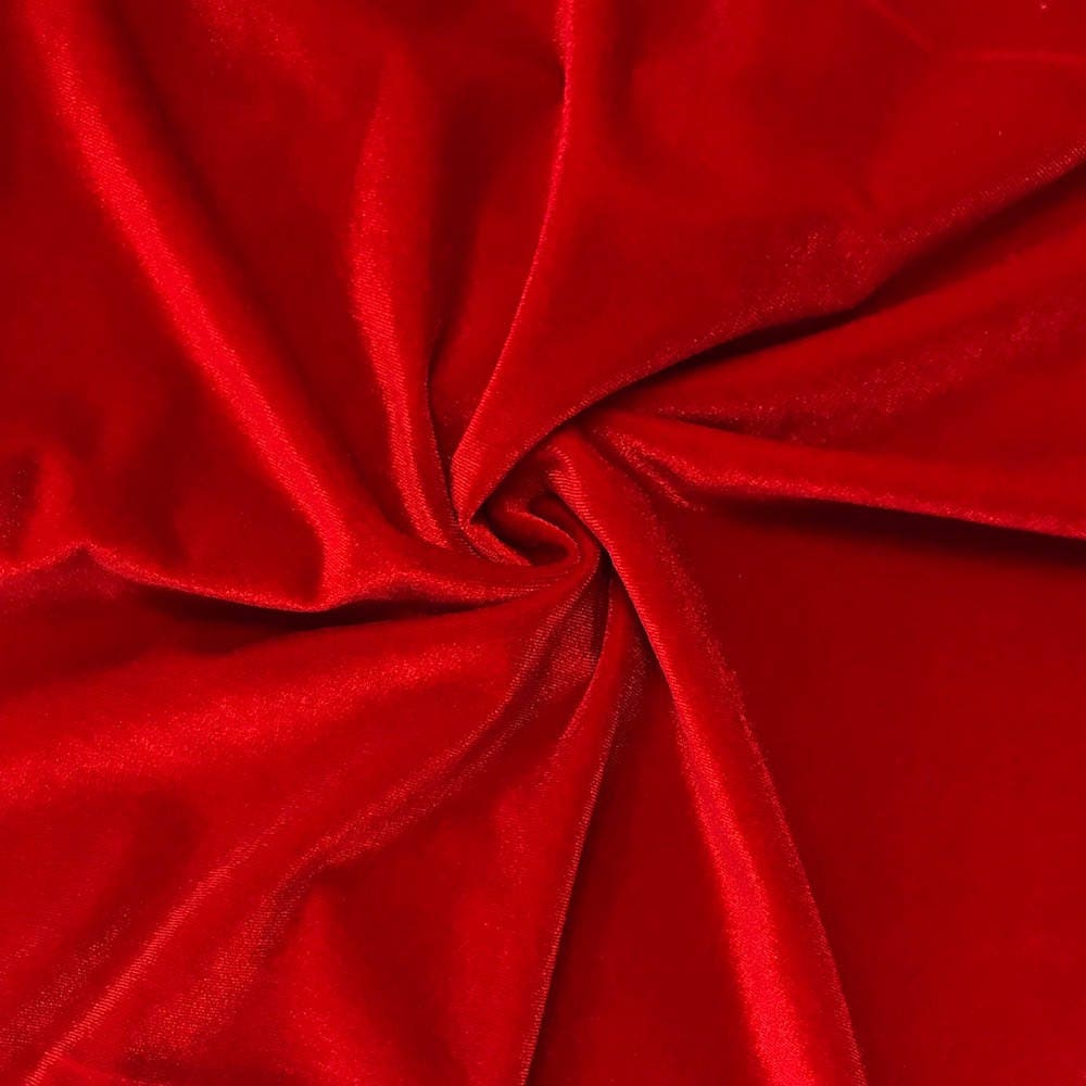 Dark Red Stretch Velvet Fabric 60'' Wide by the Yard