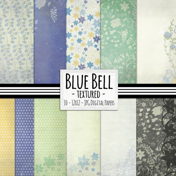 Flower Digital Papers Spring Floral Paper Periwinkle Blue