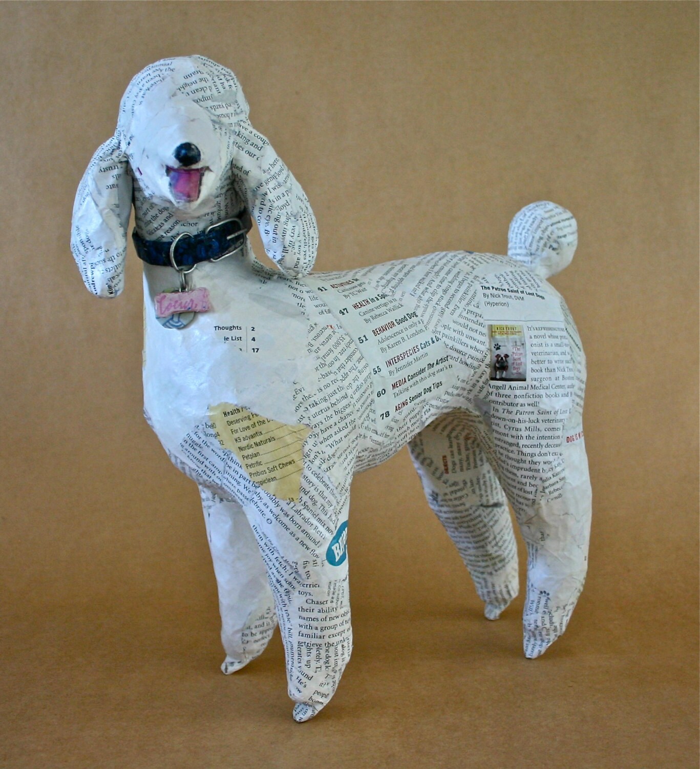 French Poodle Unique One-of-a-Kind Whimsical Paper Mache