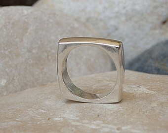 Silver square ring | Etsy