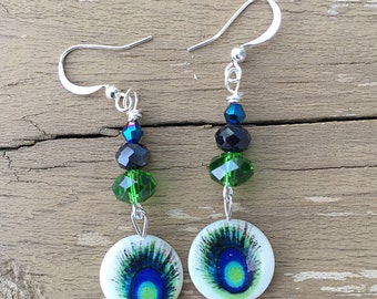 Peacock earrings | Etsy