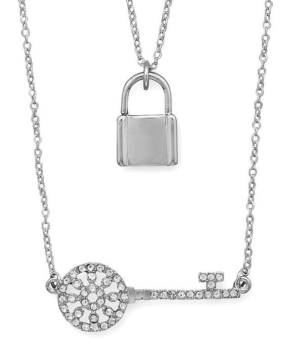 Lock and Key necklace / Silver key necklace / layered necklace