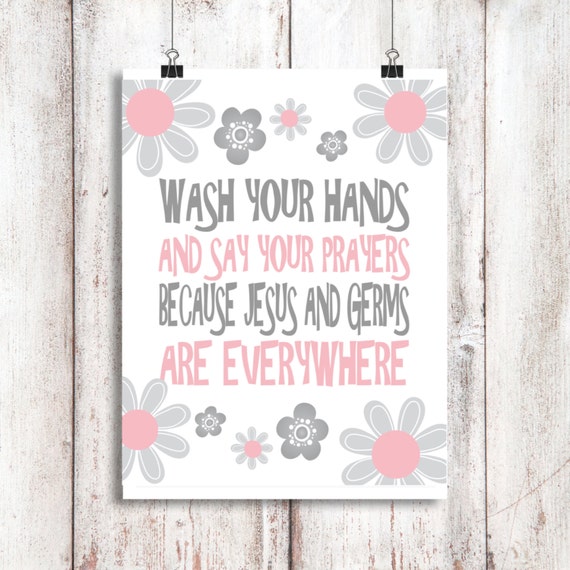 Wash Your Hands and Say Your Prayers Bathroom Art Bathroom