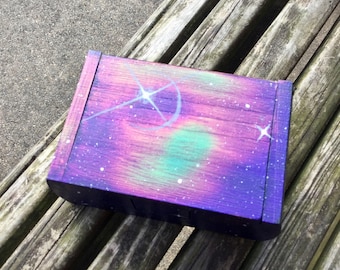 Galaxy box hand painted chest outerspace original art jewelry