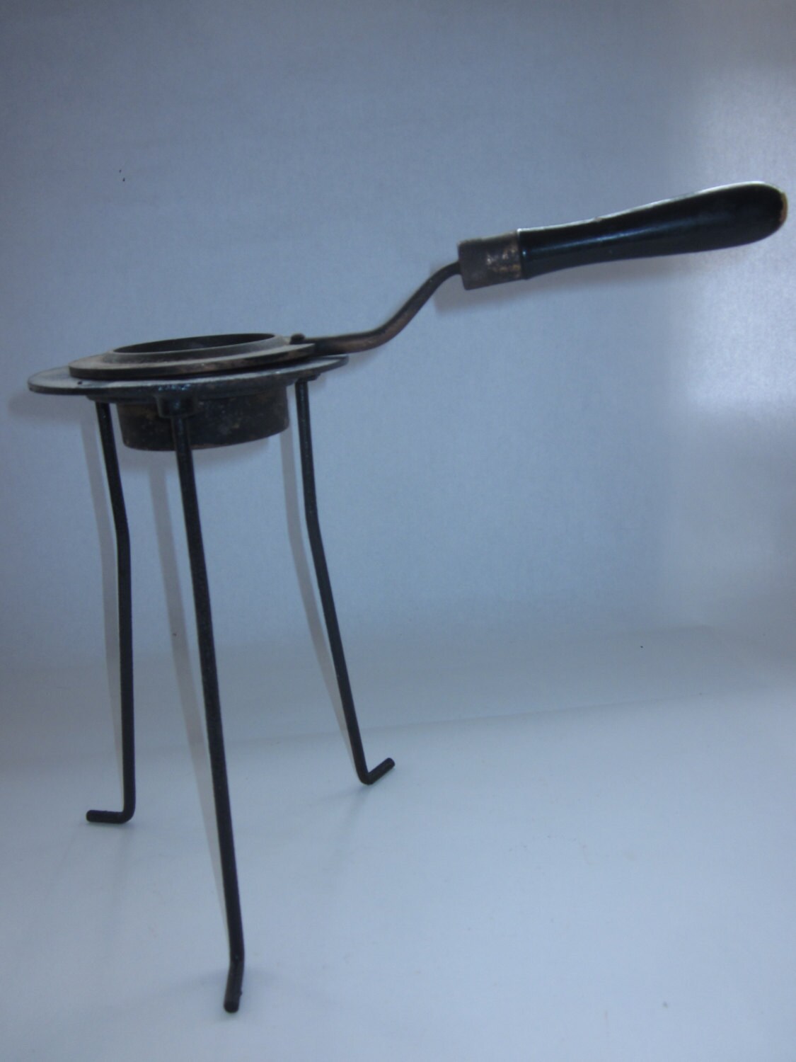 MCM Mid-Century Modern Wrought Iron and Brass Sterno Holder or