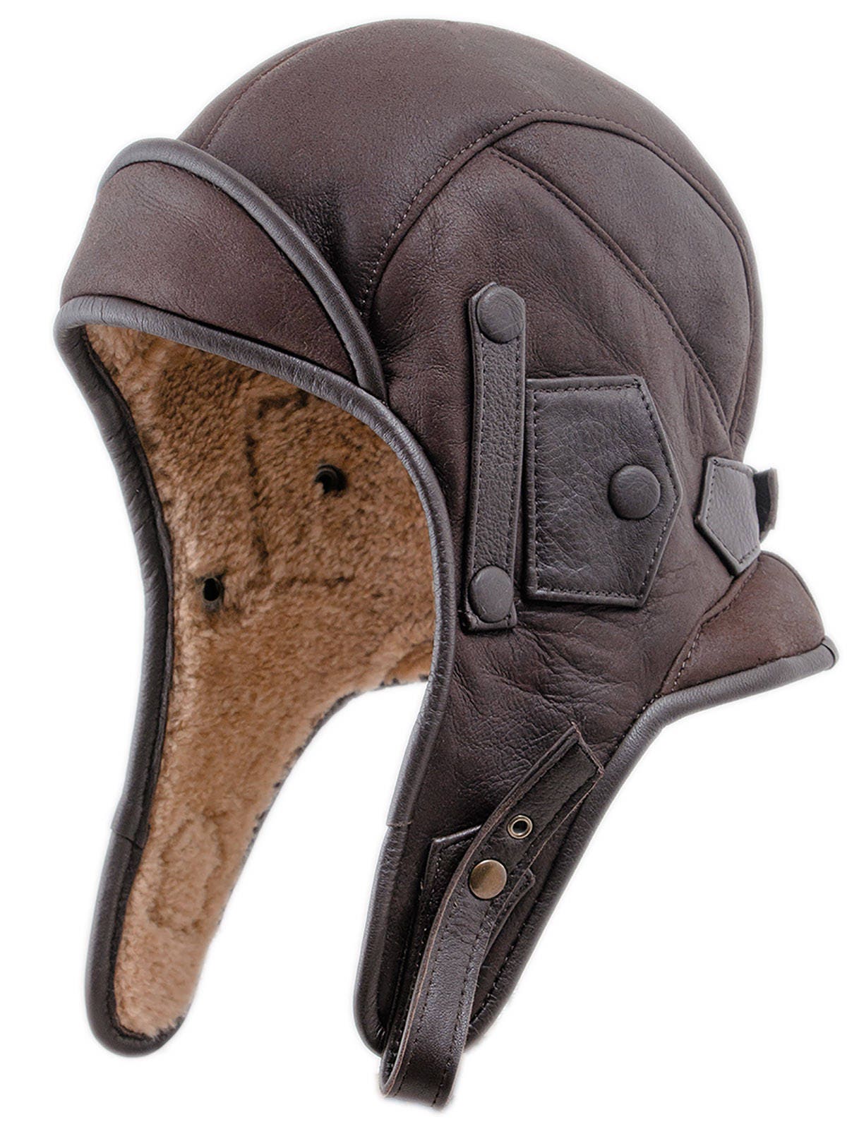 Genuine shearling leather pilot aviator or motorcycle cap