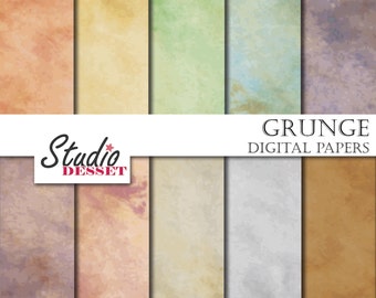 Vintage Grunge Digital Paper: Polka Dots and Stripes Patterns