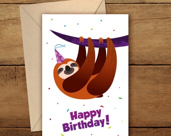 Sloth Birthday Card Sloth Birthday Card Happy Birthday