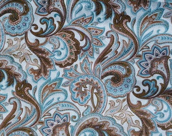 Brown paisley fabric | Etsy
