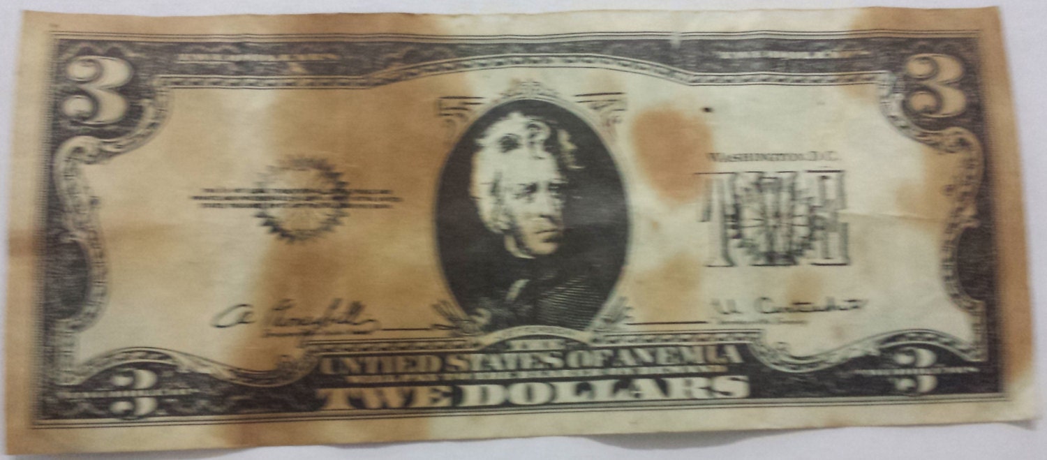 Untied States Of Anemia Twe Dollars Bill From 1970's
