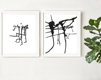 Thin Narrow Ink Stripes Wall Art Black White Minimalist