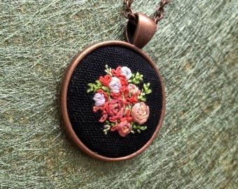 Embroidery pendant | Etsy