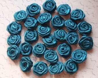 40 Mini Handmade Ribbon Roses 1/2 inches In Pink Combination