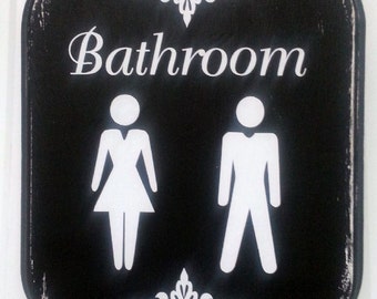 Rustic bathroom sign | Etsy