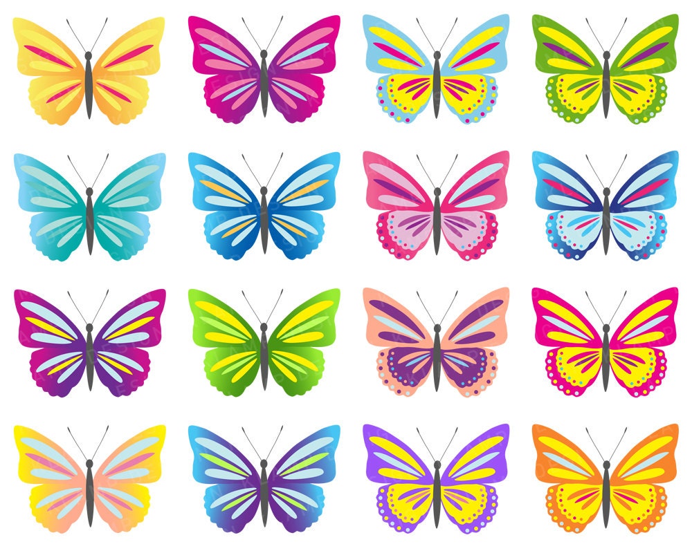 Butterfly Clip Art Digital Butterflies Clipart Colorful