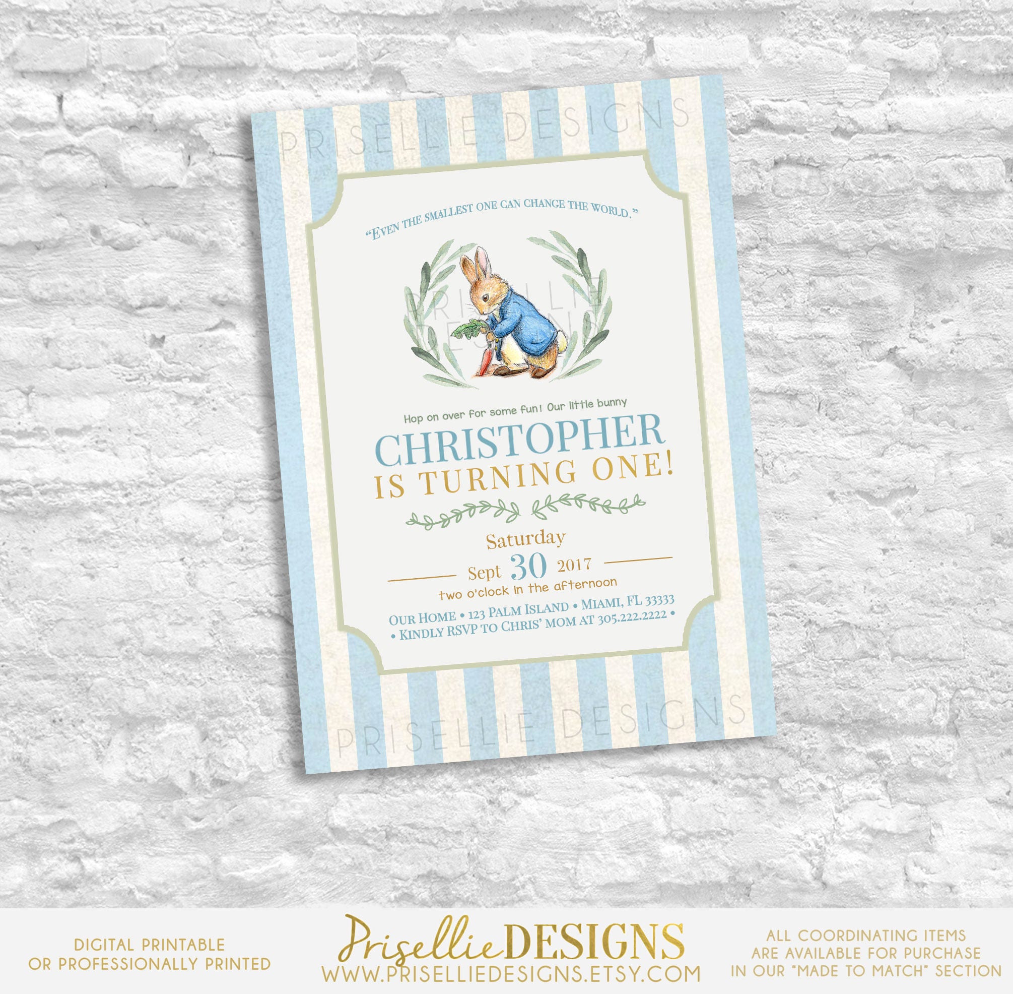 Peter Rabbit Birthday Invitation Peter Rabbit Invitation