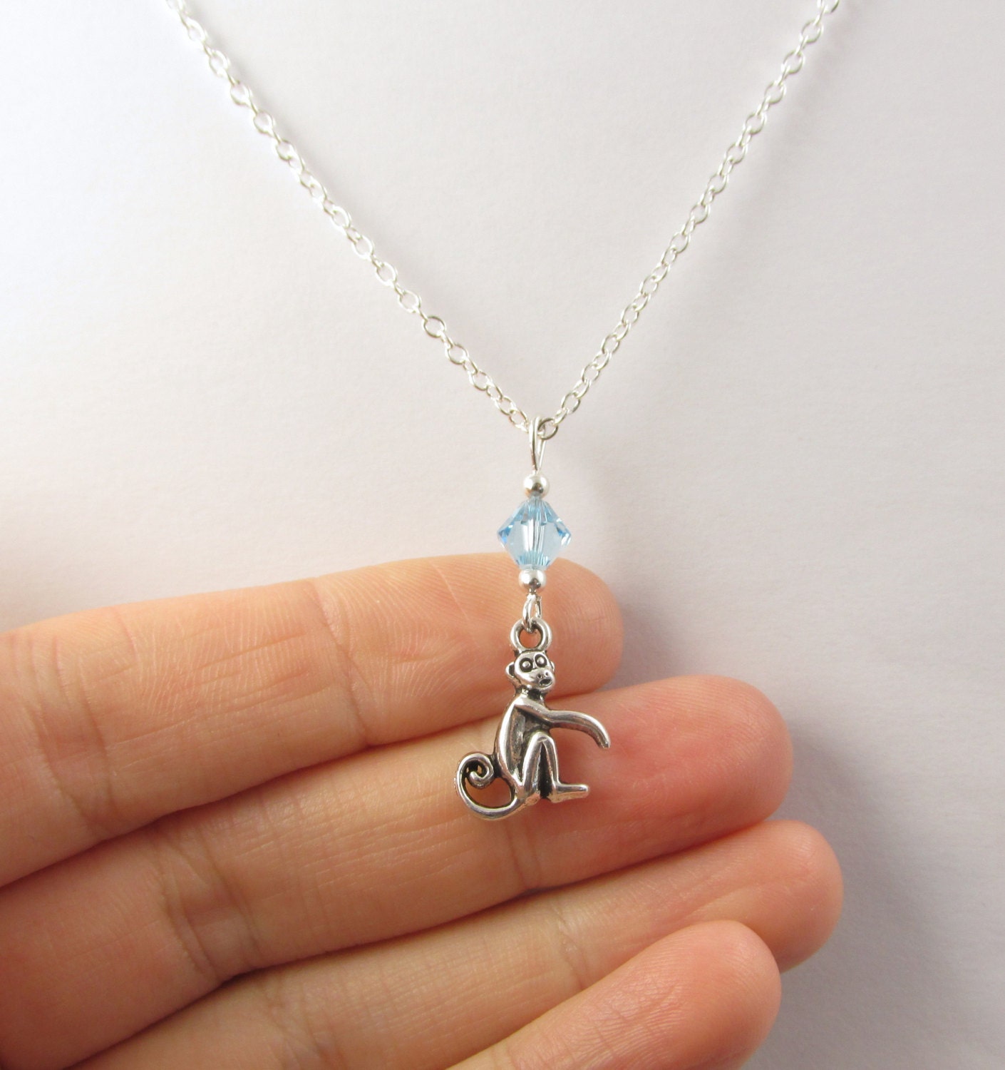 Monkey Necklace choose a birthstone Monkey Jewelry Monkey