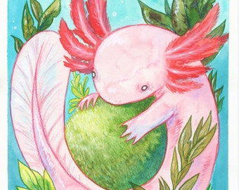 Axolotl art | Etsy