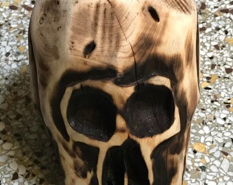 Carved wood skull | Etsy