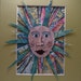 Sun Face Mosaic Collage Original Pen and Ink with Hand drawn