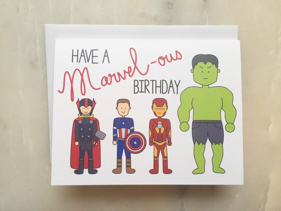 Avengers Birthday Card Marvel Birthday Card Superhero