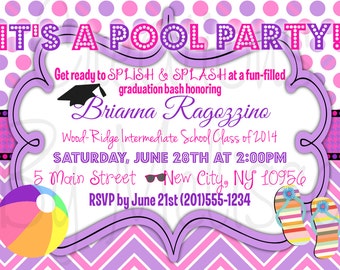 80's Miami Vice Theme Pool PARTY Invitation: Digital