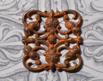 Vintage French Filigree Bracelet Link Cherub or Putti Thick