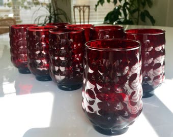 Red depression glass | Etsy