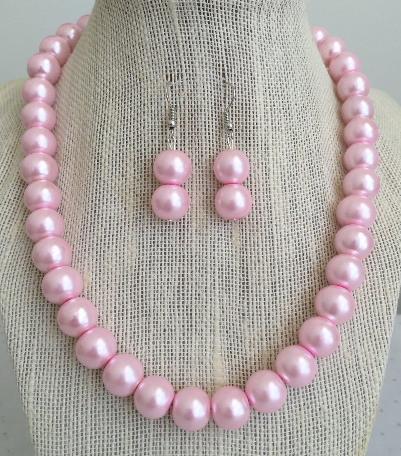 Light Pink Wedding Jewelry Light Pink Pearl Necklace Pink