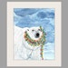 Christmas Polar Bear Watercolor Art Print Whimsical Christmas