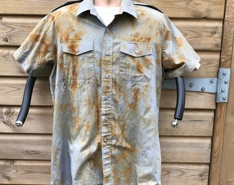 Rust Chemical Dyed Shirt Postapo Stained Wasteland Clothing