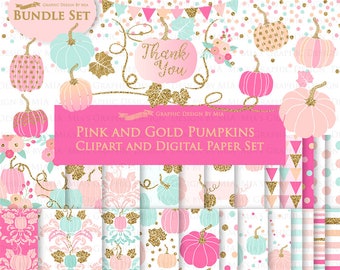 Pink pumpkin clipart | Etsy