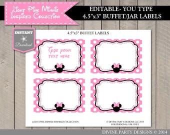 Minnie mouse labels | Etsy