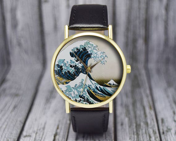The Great Wave off Kanagawa Watch Leather Watch Ladies