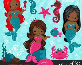 Mermaid Clipart & Under sea graphics little mermaid