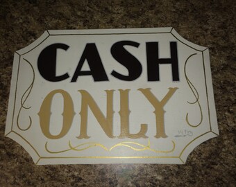 Cash only sign | Etsy